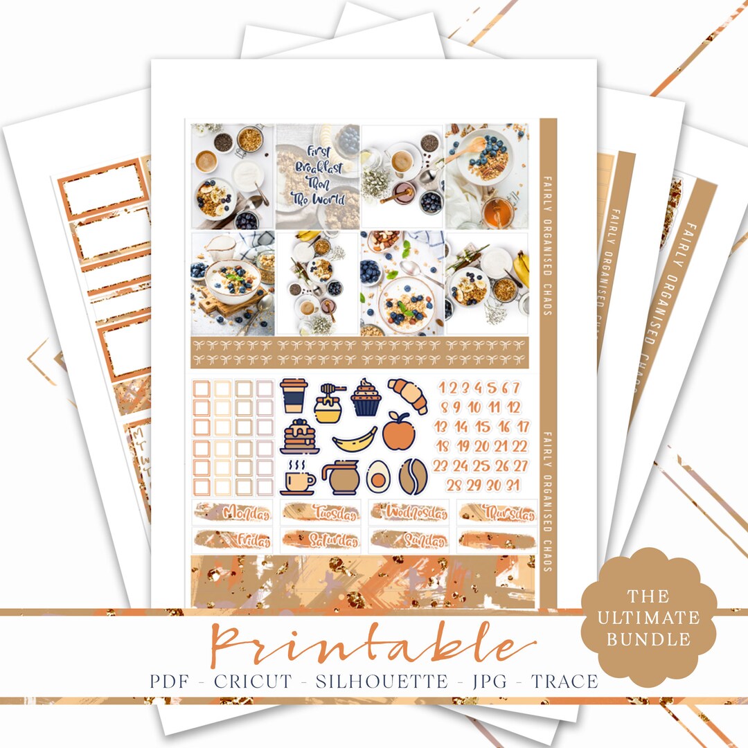 BREAKFAST PRINTABLE STICKER Bundle Photo Planner Sticker Kit, Neutral ...