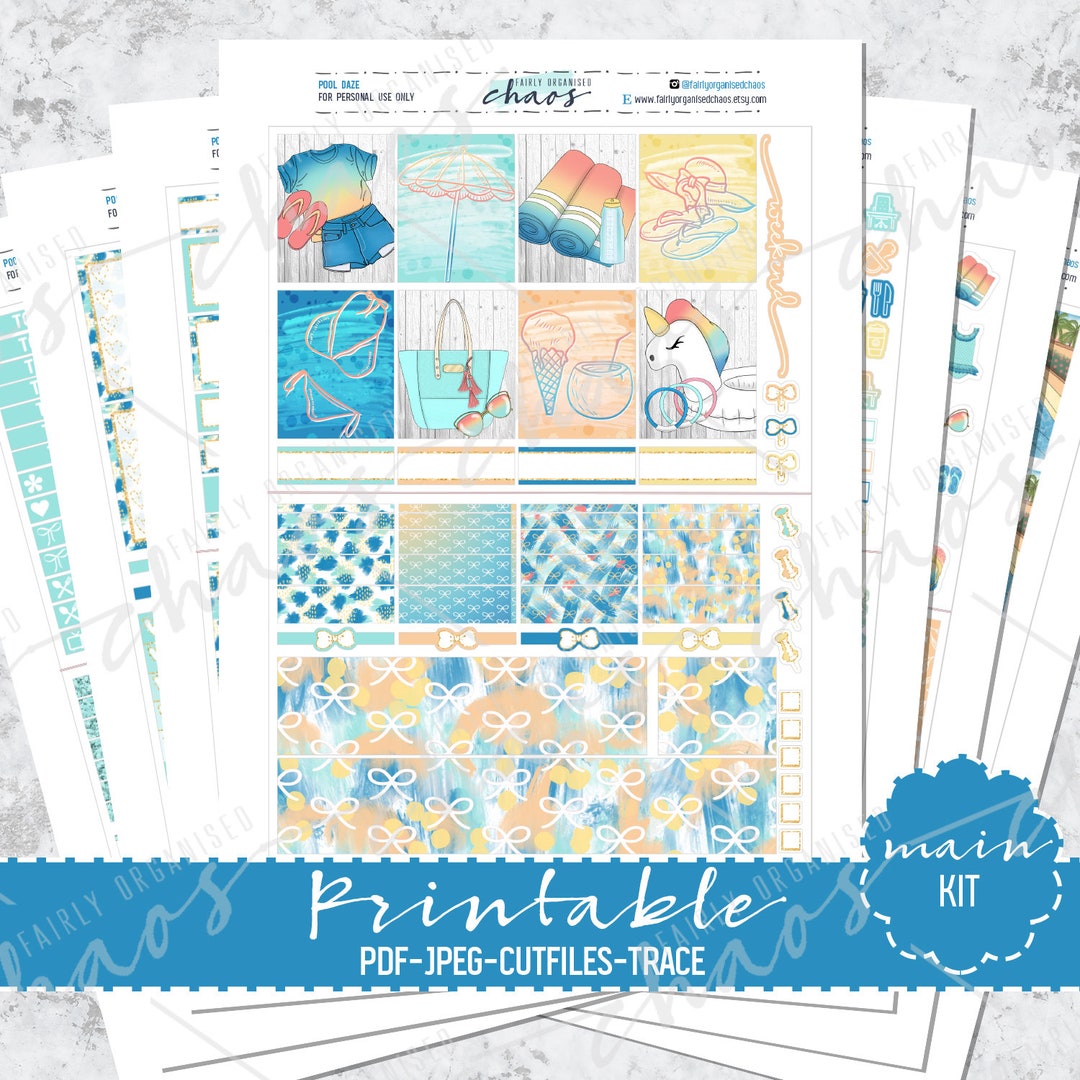 POOL DAZE Printable Sticker Kit SUMMER Weekly Kit Printable Planner ...