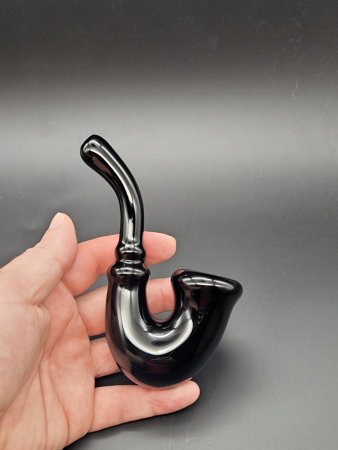 Black Glass Sherlock Pipe - Etsy