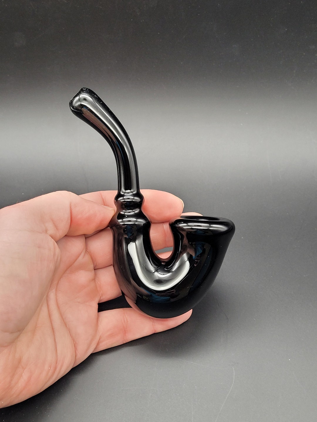 Black Glass Sherlock Pipe - Etsy