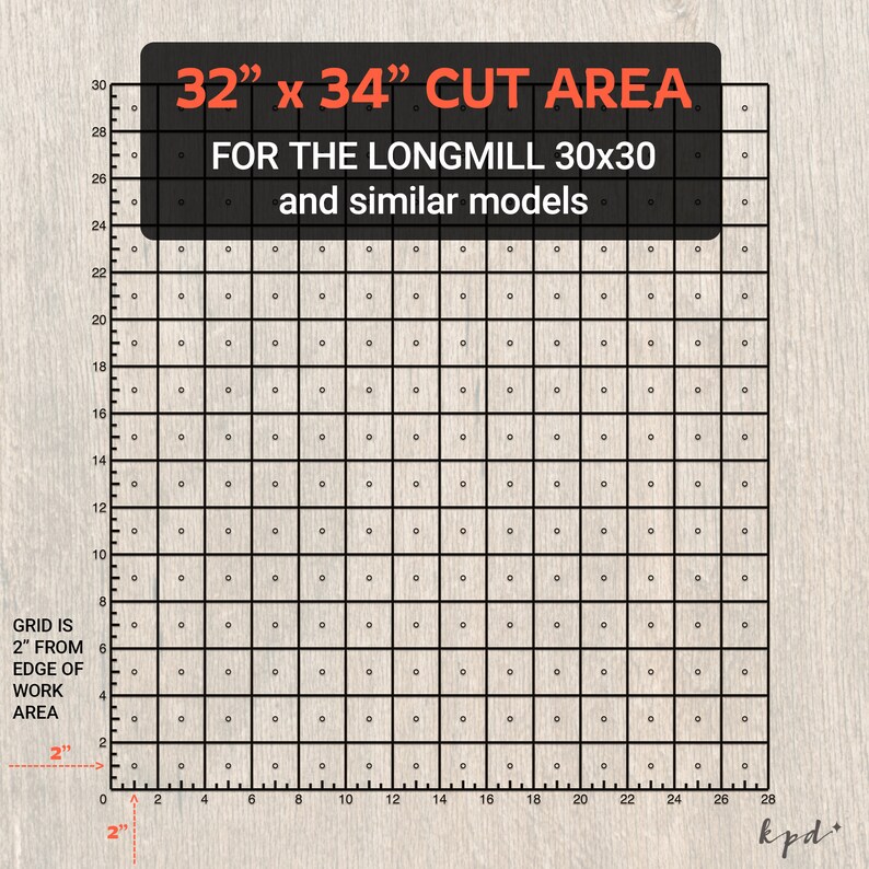 CNC Spoilboard - Longmill 30x30 - Imperial Numbering (inches) - DXF ...