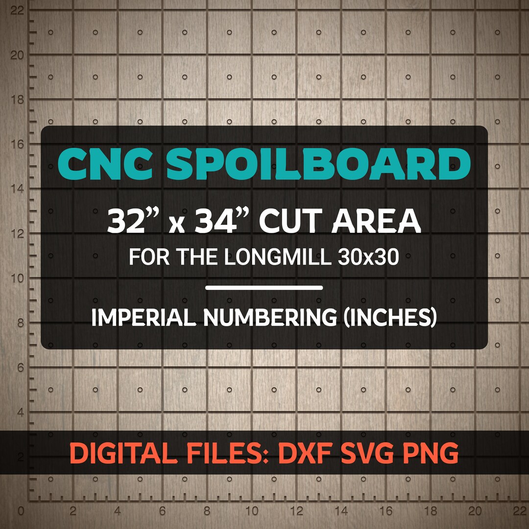 CNC Spoilboard - Longmill 30x30 - Imperial Numbering (inches) - DXF ...