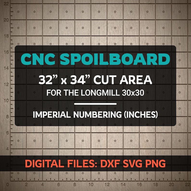 CNC Spoilboard - Longmill 30x30 - Imperial Numbering (inches) - DXF ...
