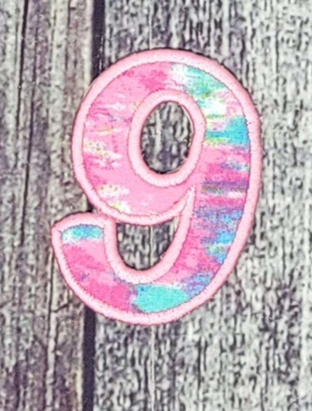 Embroidered Number 9 Patch, Nine, It's Groovy to Be Nine, Tie Dye ...