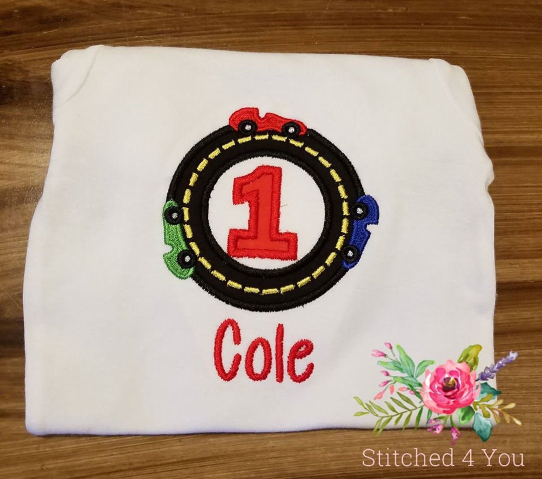 Embroidered Race car Birthday Shirt Racetrack Birthday Shirt - Etsy.de