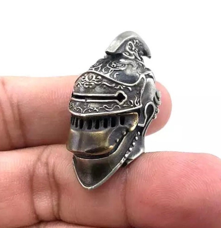 Articulated Armor Knight Helmet Pendant With Chain Renaissance - Etsy