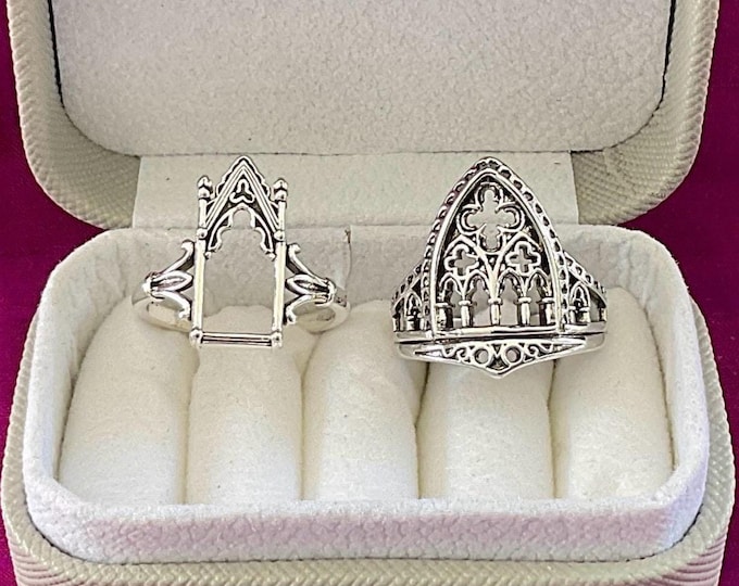 Two Gothic Cathedral Window Rings: Fast Fashion Medieval Goth Rings ...