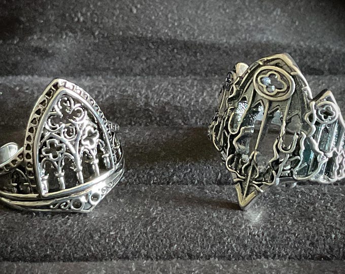 Gothic Cathedral Window Rings Set: Adjustable Unisex Openwork Design ...