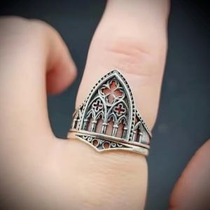 Goth Rings Set of Two Adjustable Gothic Cathedral Church Window Rings ...