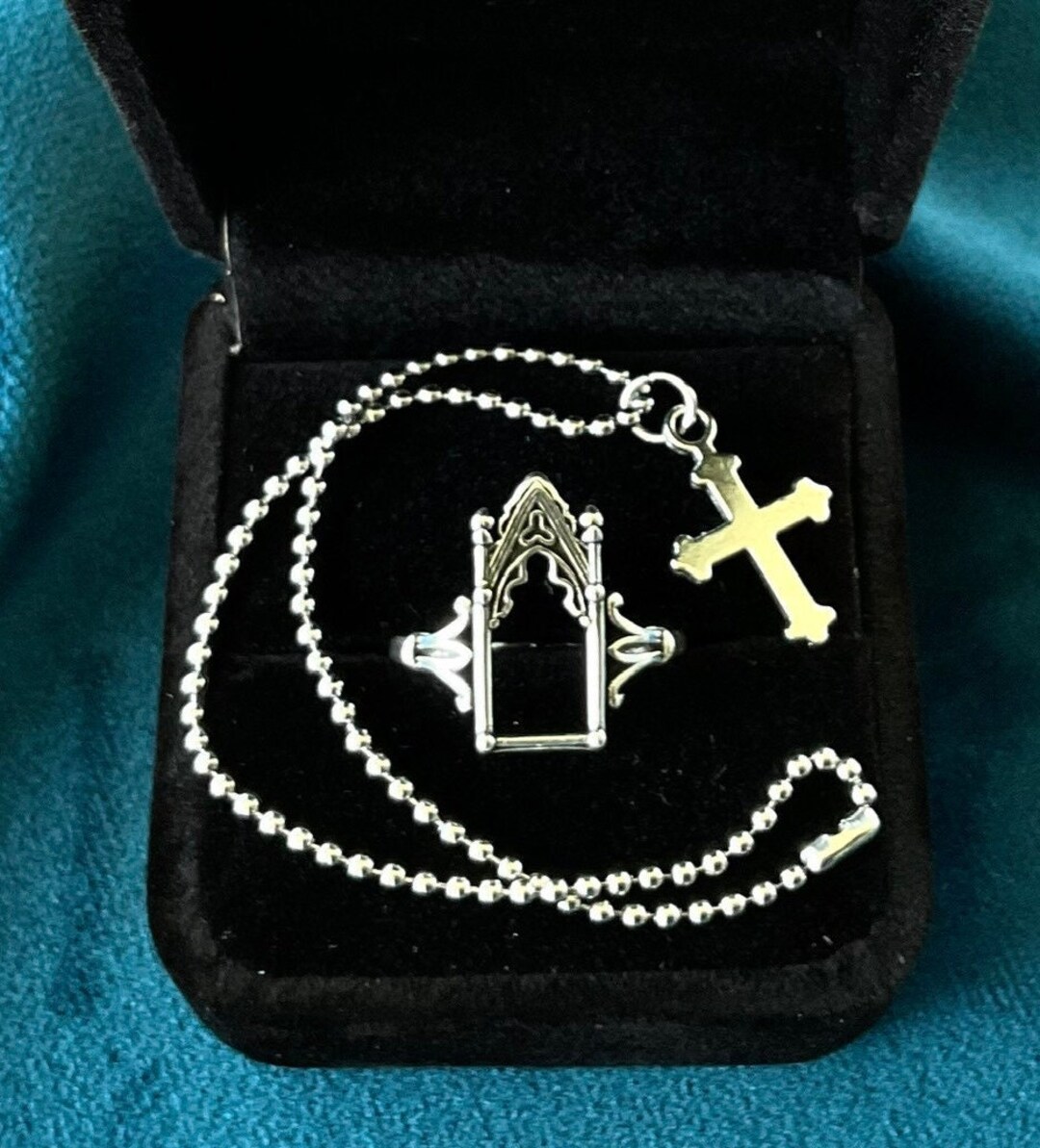 Gothic Jewelry Set Cathedral Ring and Bracelet Anklet DIY Custom Sizing ...