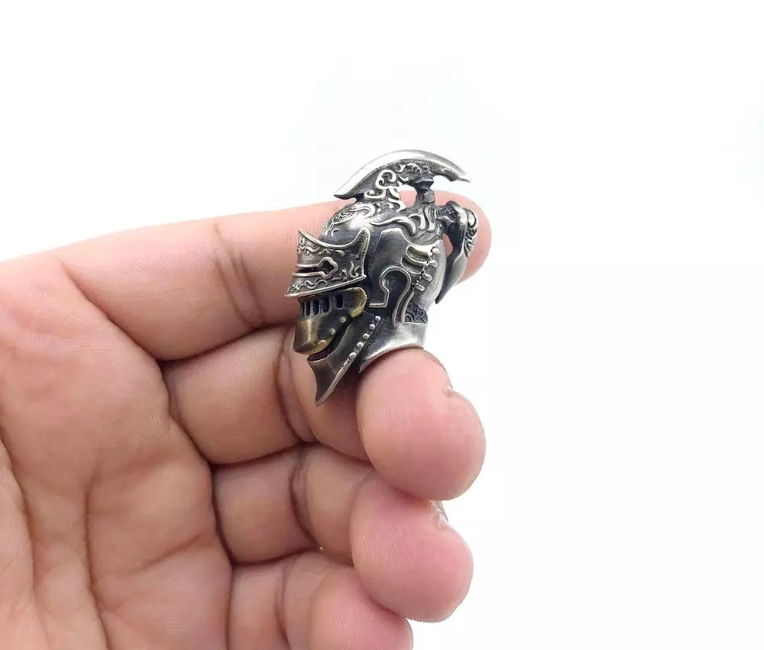 Articulated Armor Knight Helmet Pendant With Chain Renaissance - Etsy