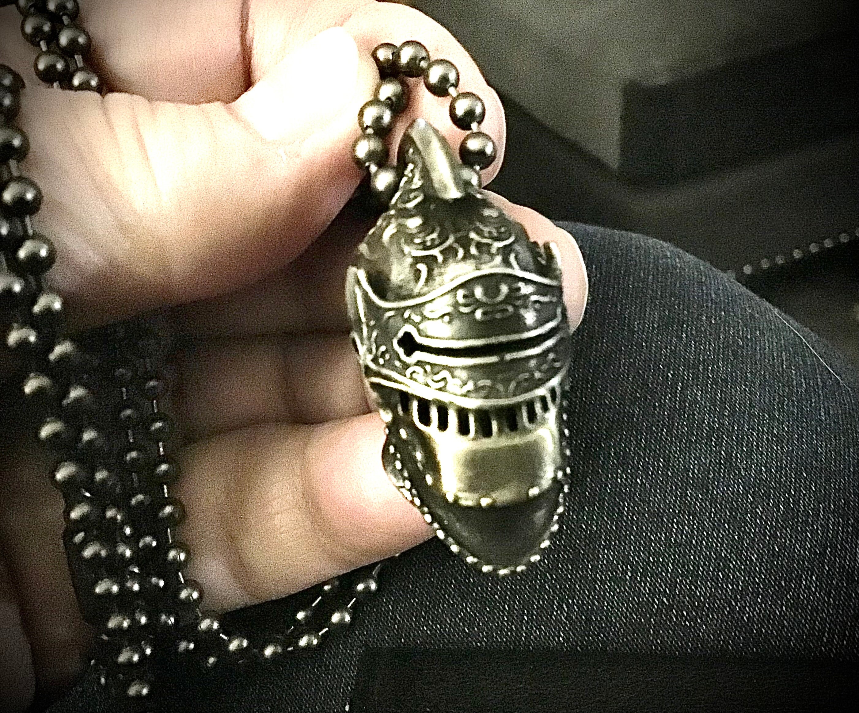 Articulated Armor Knight Helmet Pendant With Chain Renaissance - Etsy