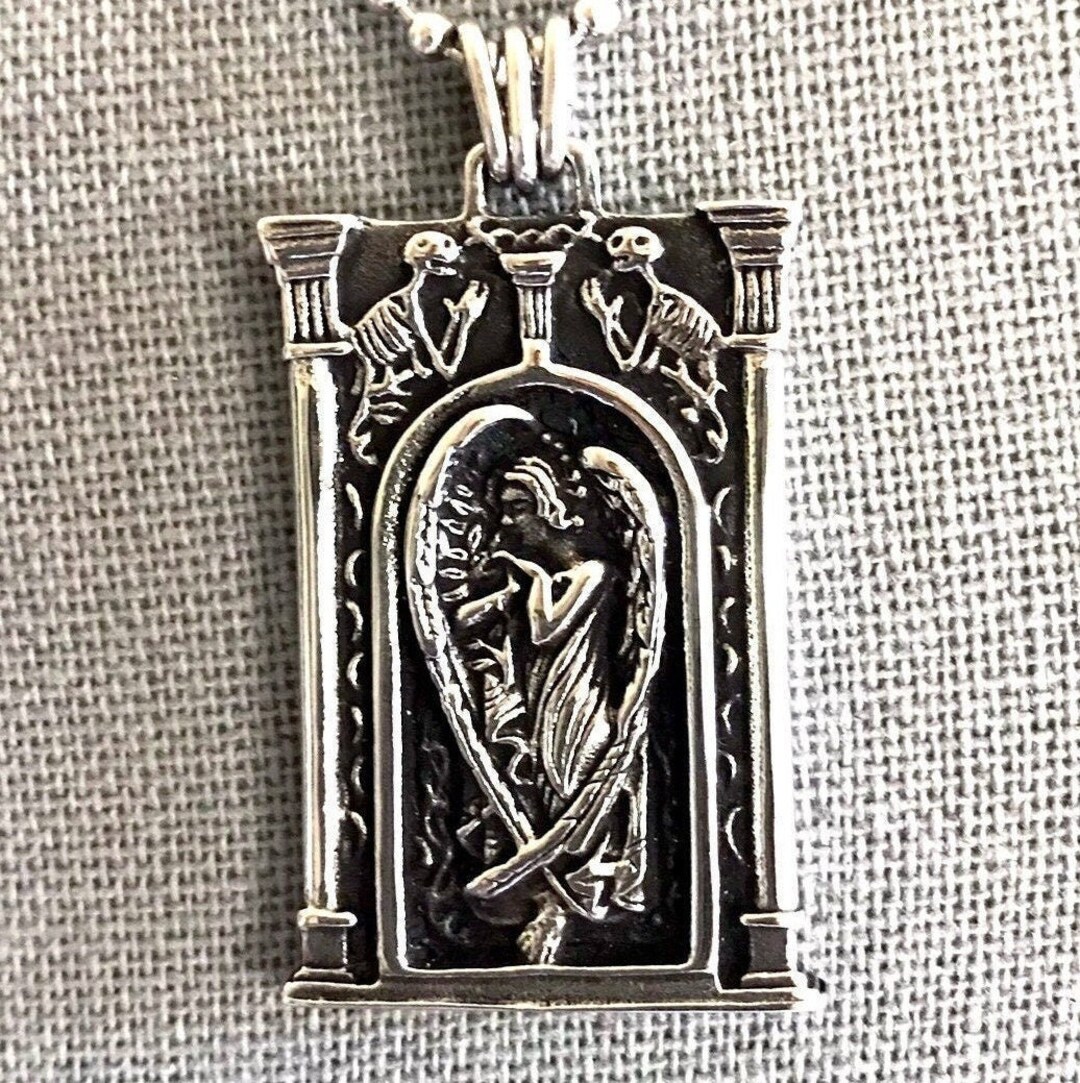 Memento Mori Crypt Archangel Pendant Necklace Medieval Tombstone ...