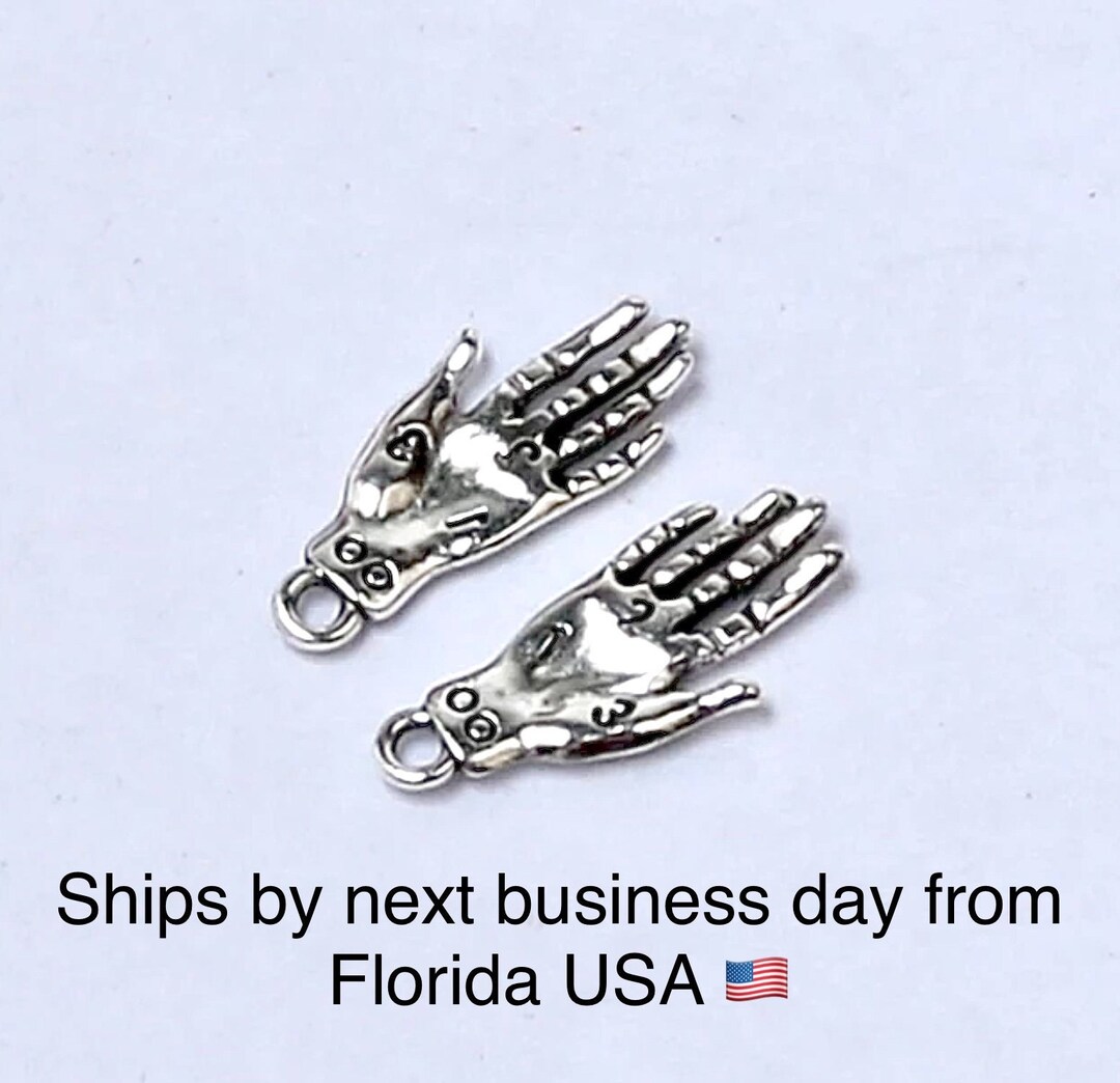 Palmistry Hand Charms: Silver Tone Fortune Teller Jewelry (set of 4) - Etsy