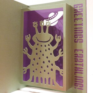 Alien Greeting Card, Pop Up, 3D, Hello - Etsy