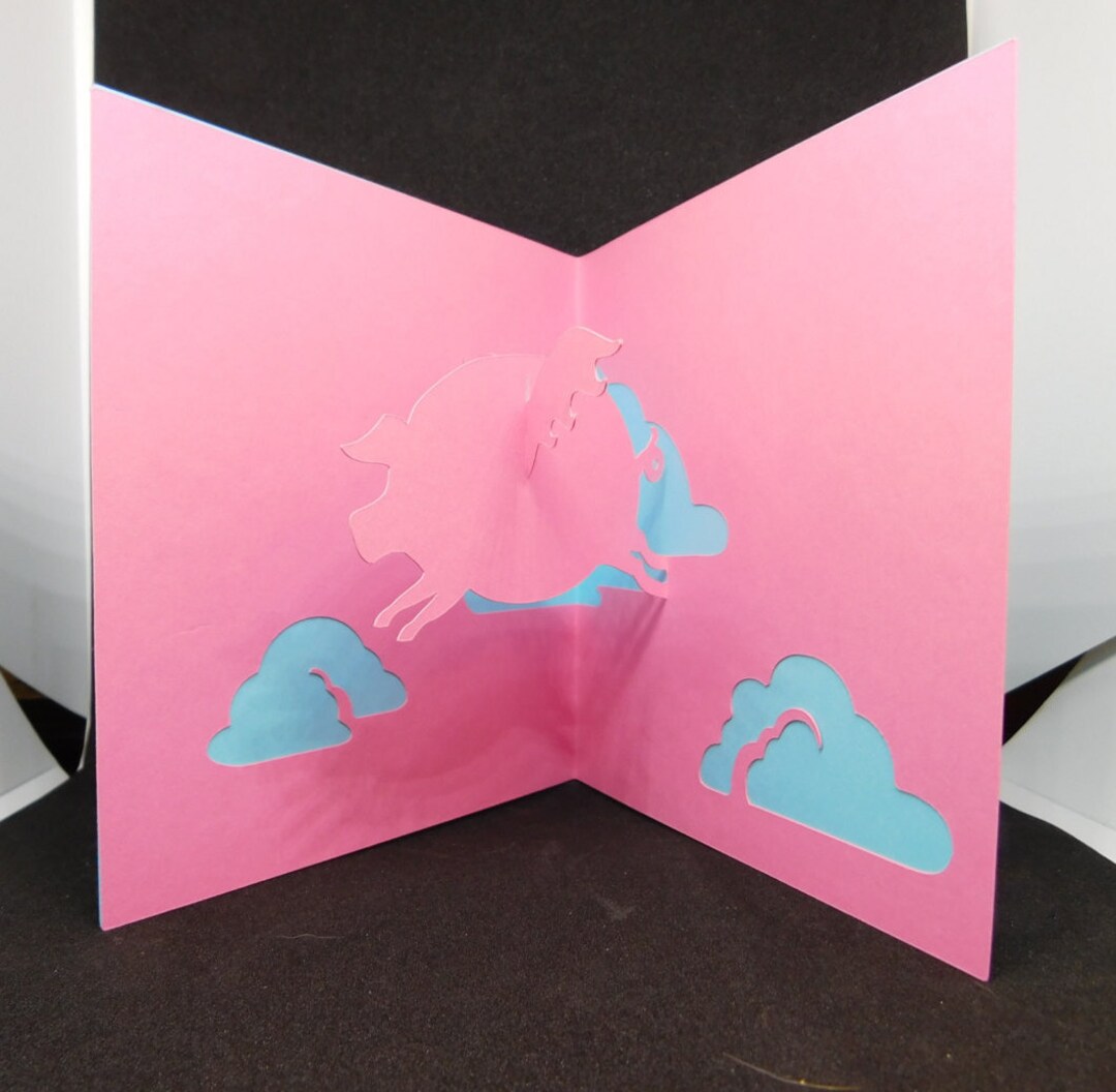 Flying Pig Encouragement Pop up Card - Etsy