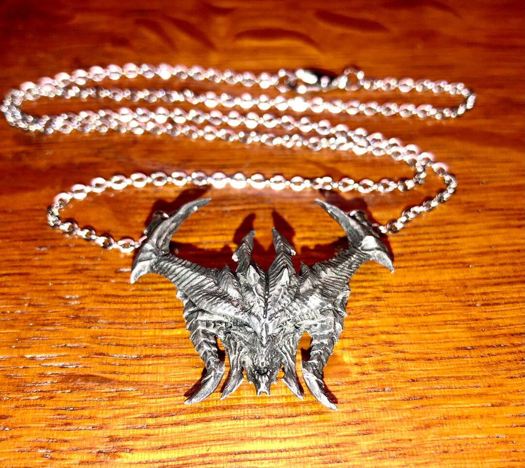 The Barbed Demon, Pewter Pendant, Devil Head - Etsy
