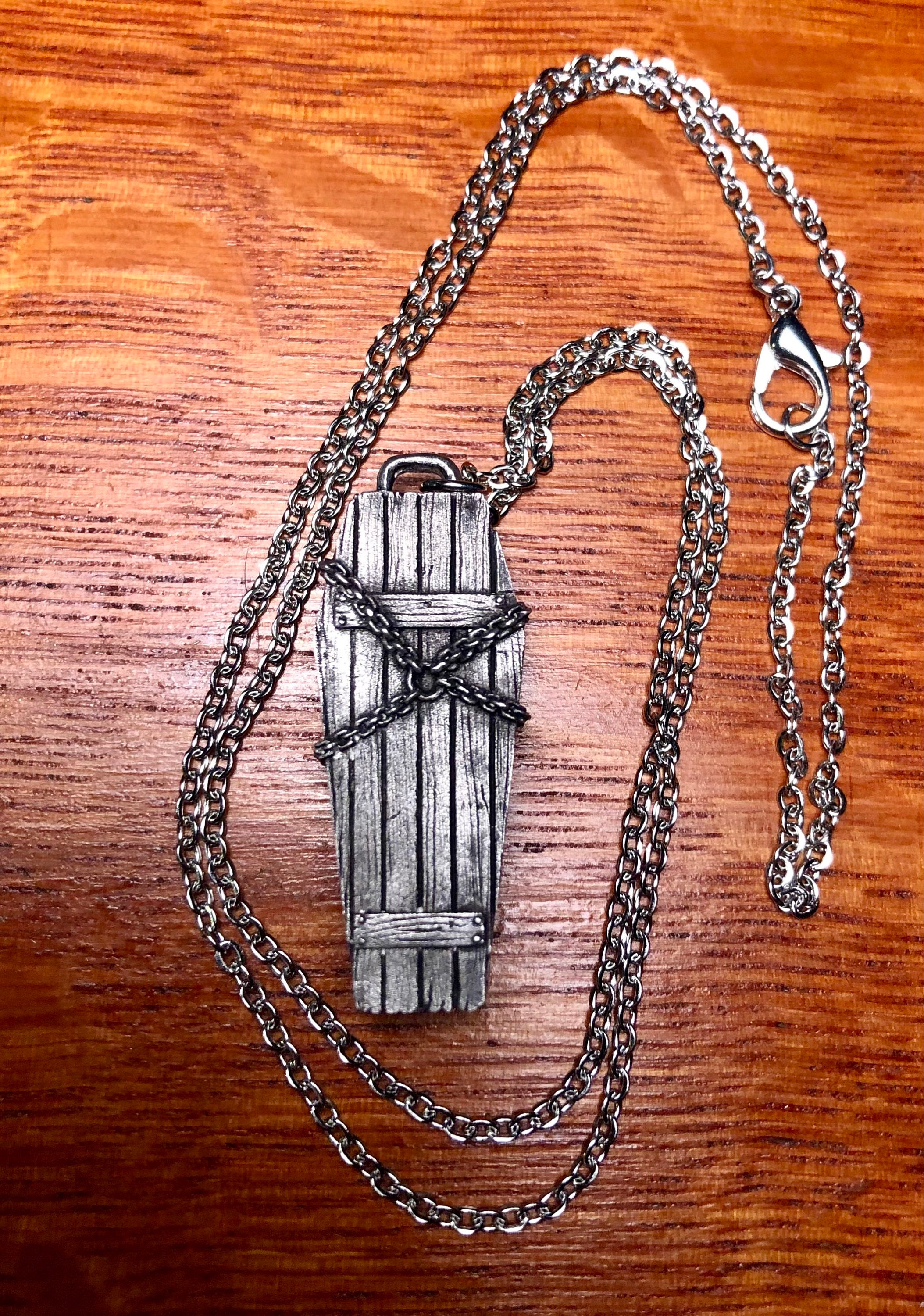 The Chained Coffin Pewter Pendant Casket in Chains - Etsy
