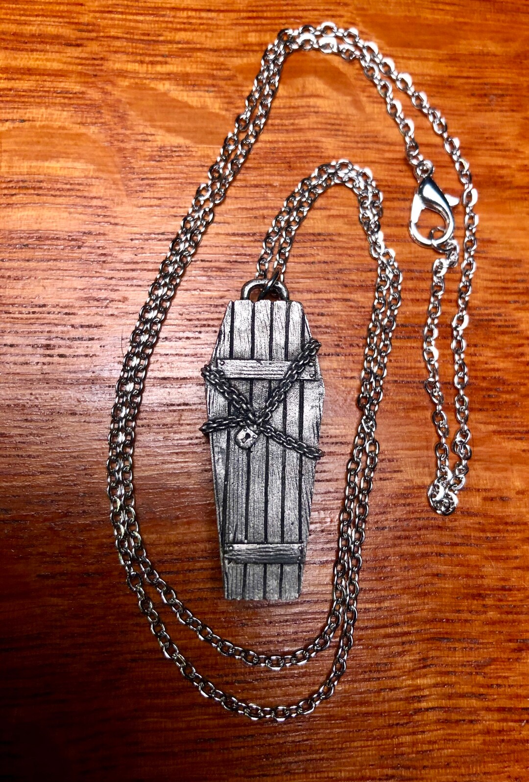 The Chained Coffin, Pewter Pendant, Casket in Chains - Etsy