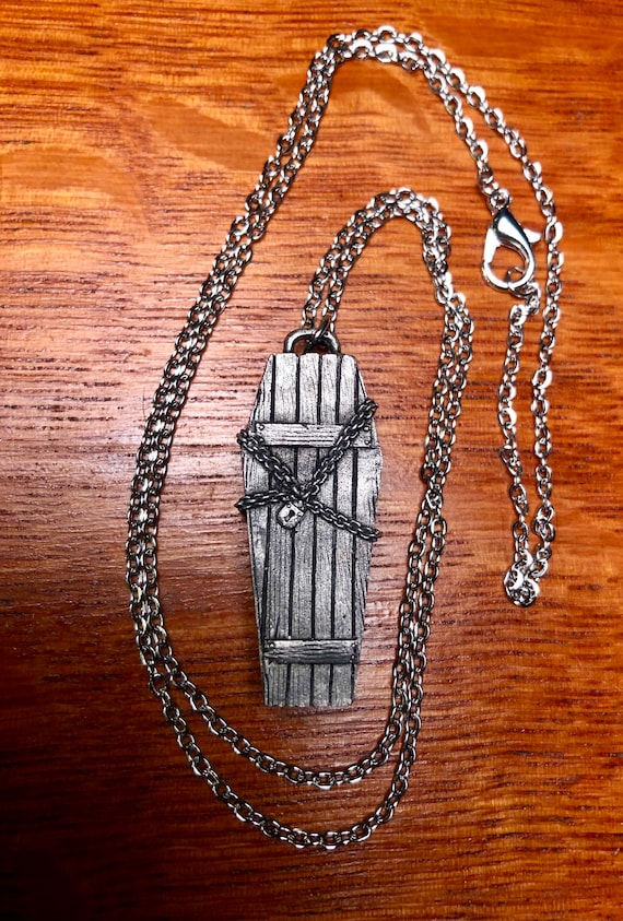 The Chained Coffin Pewter Pendant Casket in Chains | Etsy