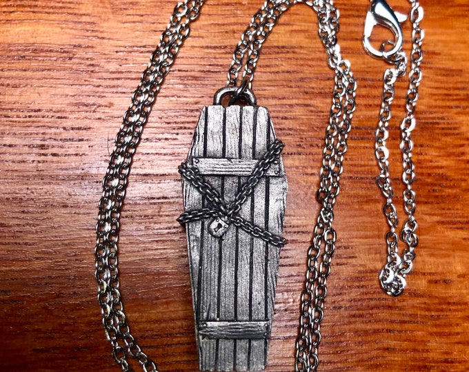 The Chained Coffin, Pewter Pendant, Casket in Chains - Etsy