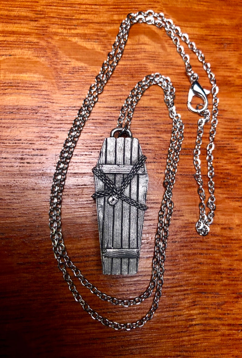 The Chained Coffin Pewter Pendant Casket in Chains | Etsy