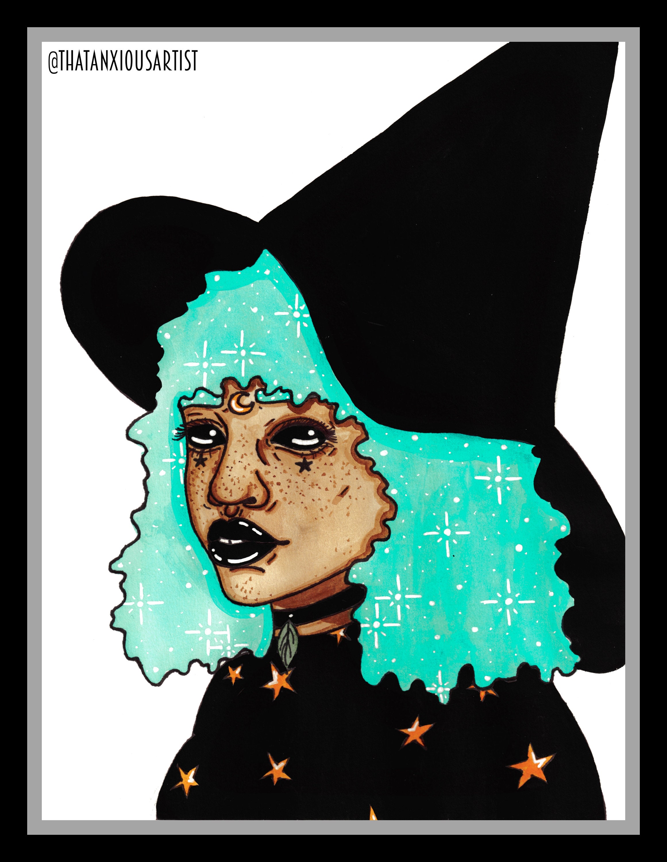 Star Witch Art Print Wall Art Weird Art | Etsy