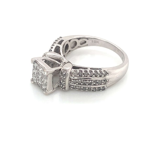 White Gold Square Princess Cut Diamond Ring - Gem