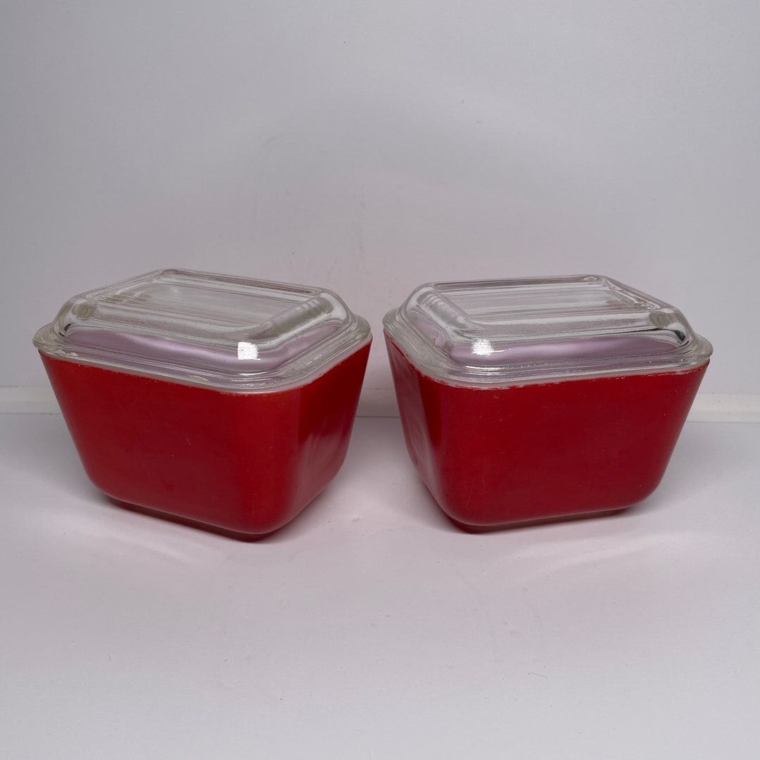 Vintage Pyrex Primary Refrigerator Fridgie Dish Multicolor Red 501 ...