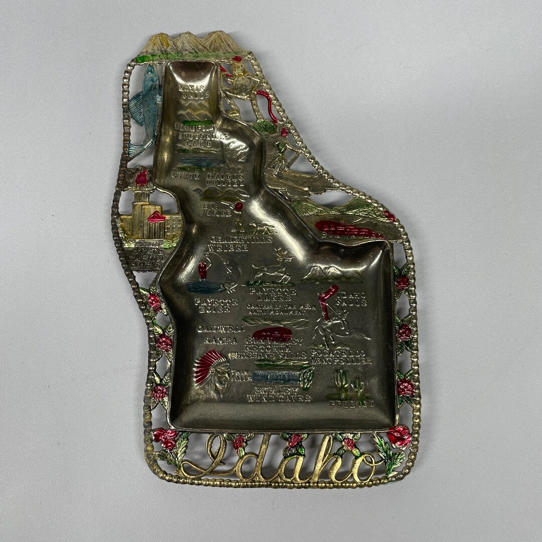 Vintage State of Idaho Souvenir Ashtray Painted Metal Stamped - Etsy