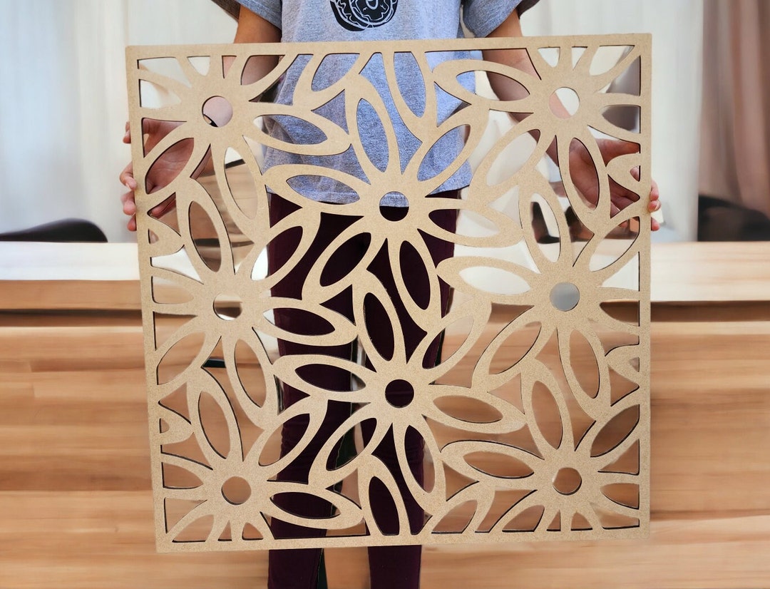 Custom Wooden Lattice Panel: Floral Mandala Wall Art, Privacy Screen - Etsy