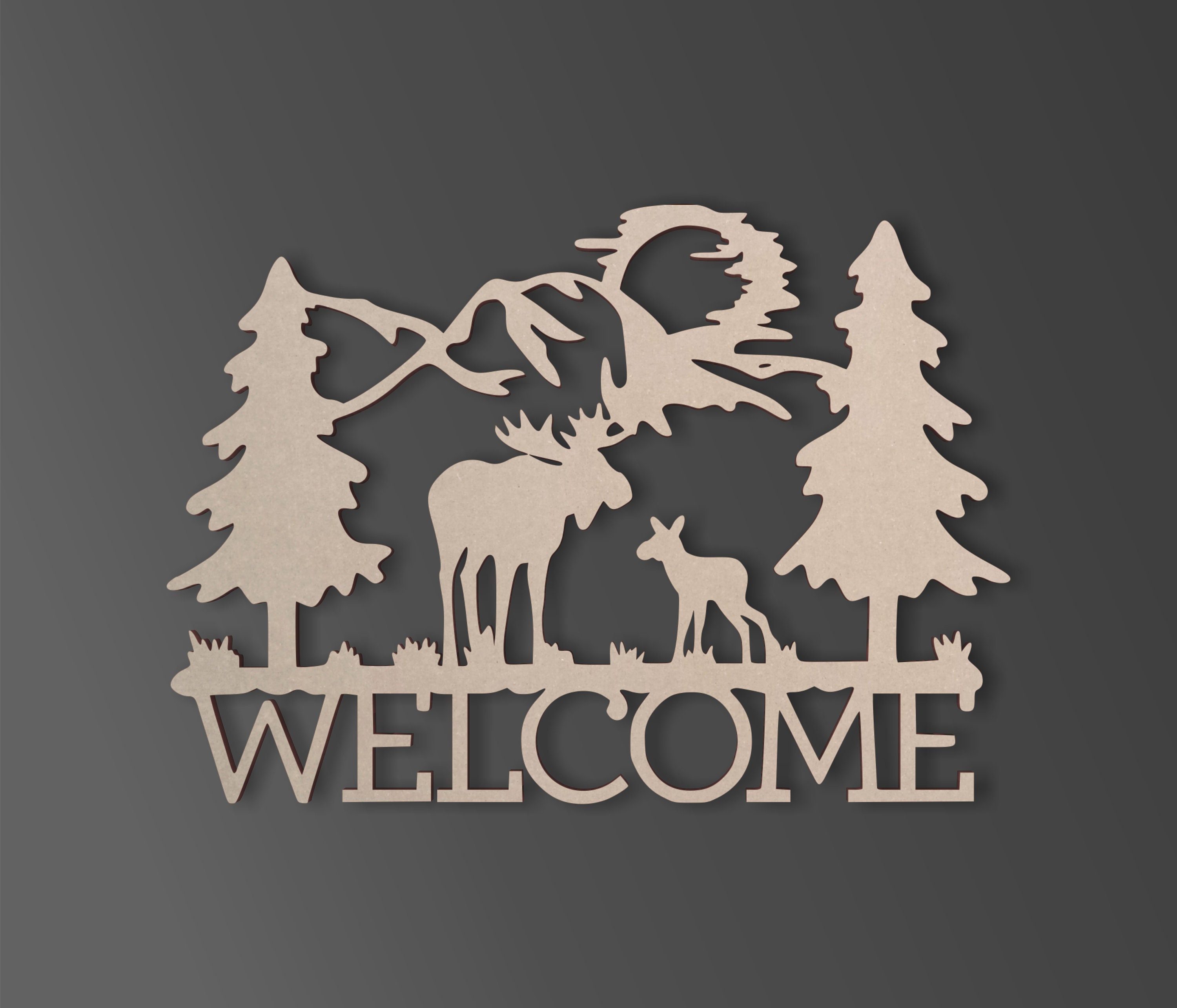 Moose Welcome Sign Wooden Cutout Wall Art Home Decor Wall | Etsy