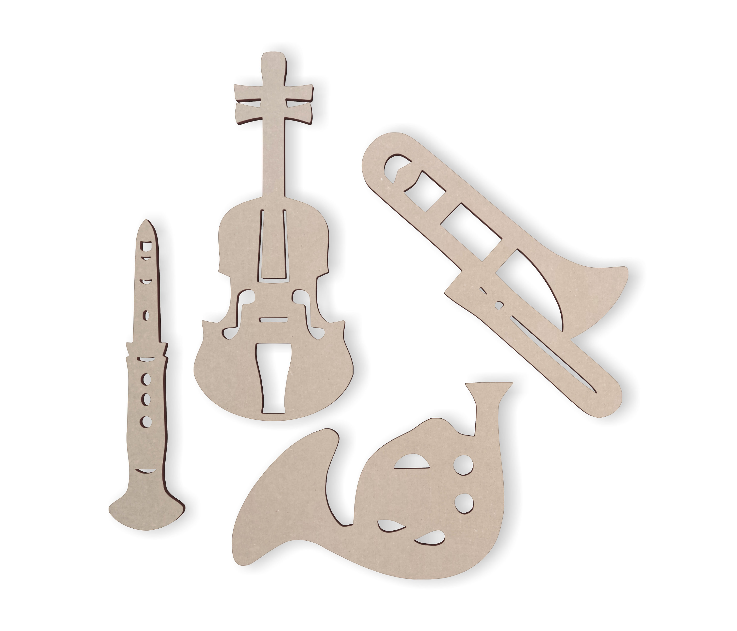 Wooden Musical Instrument Group 4 Instruments Cutout Home - Etsy