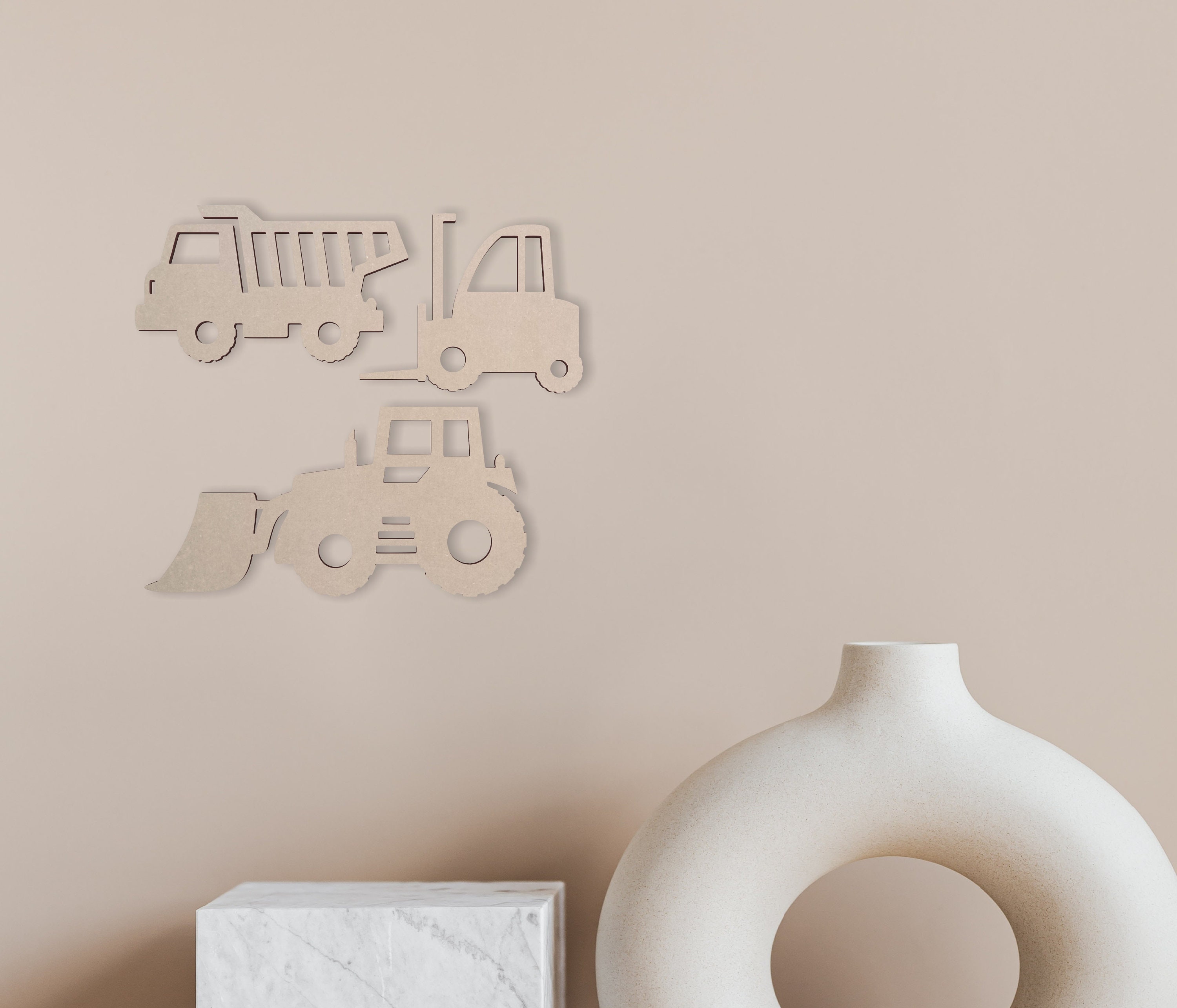Wooden Construction Vehicle Cutouts: Unfinished MDF Decor (3 Pack) - Etsy