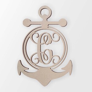 Wooden Anchor With Letter Monogram in Center - Cutout, Home Decor ...