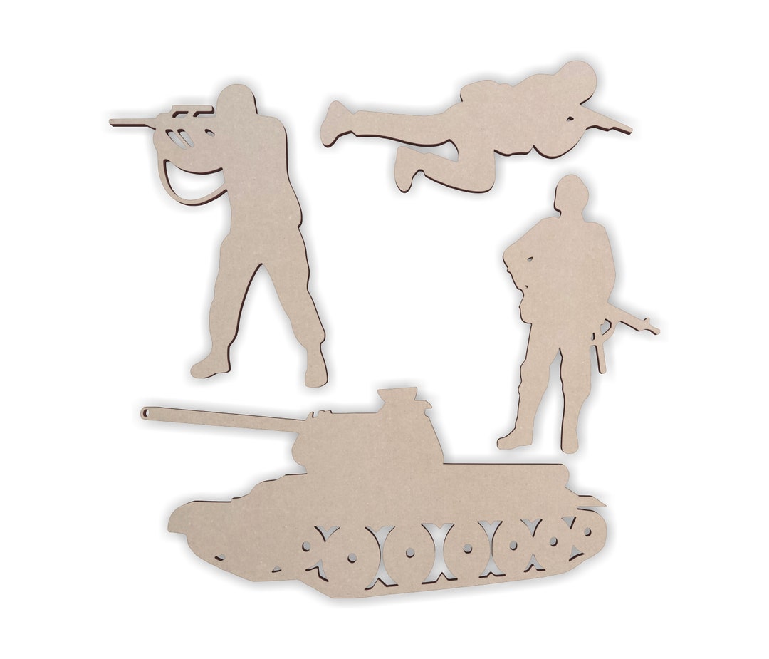 Laser-cut Wood Military Soldier & Tank Set: Kids Room Decor - Etsy