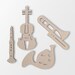 Wooden Musical Instrument Group 4 Instruments Cutout Home - Etsy