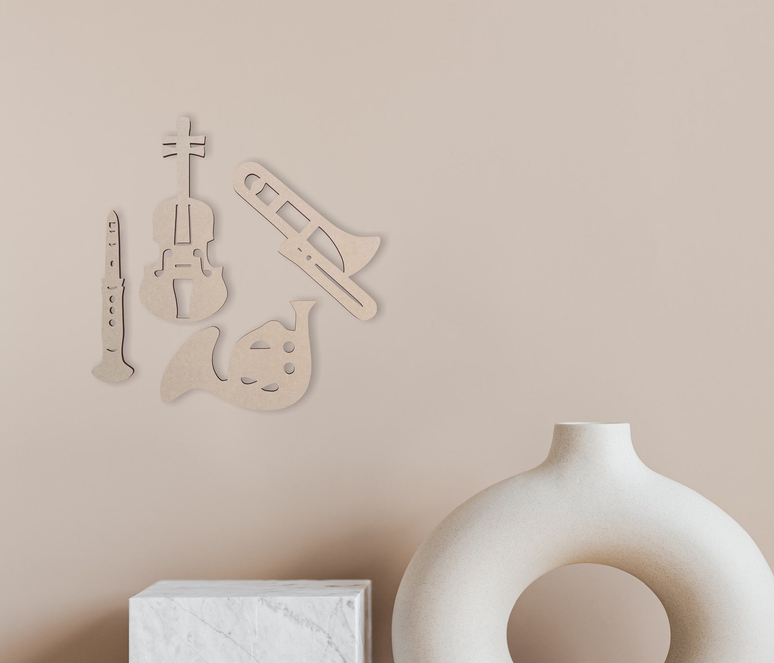 Wooden Musical Instrument Group 4 Instruments Cutout Home - Etsy