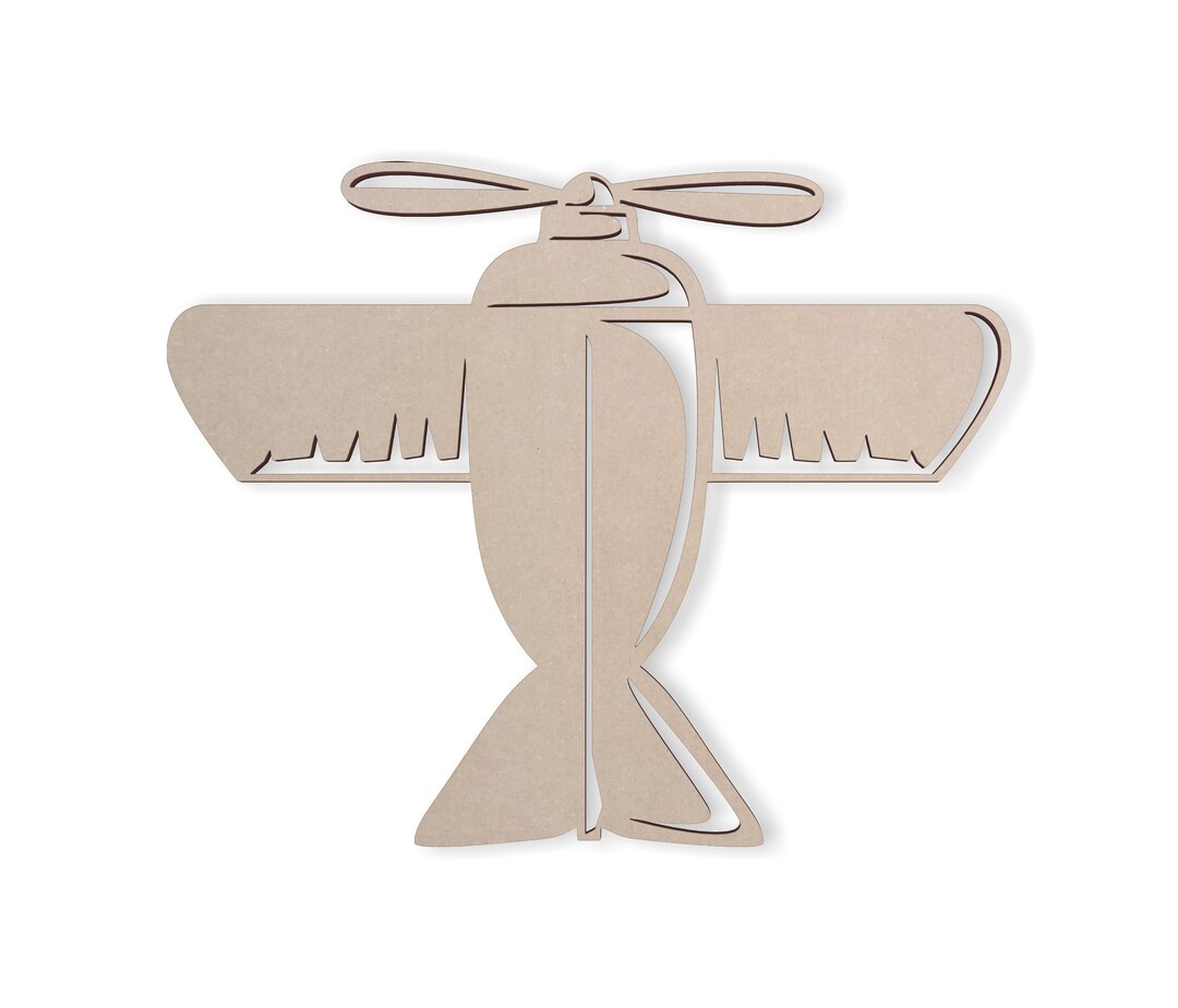 Unfinished Wooden Airplane Wall Art: Laser Cut MDF Plane Decor - Etsy