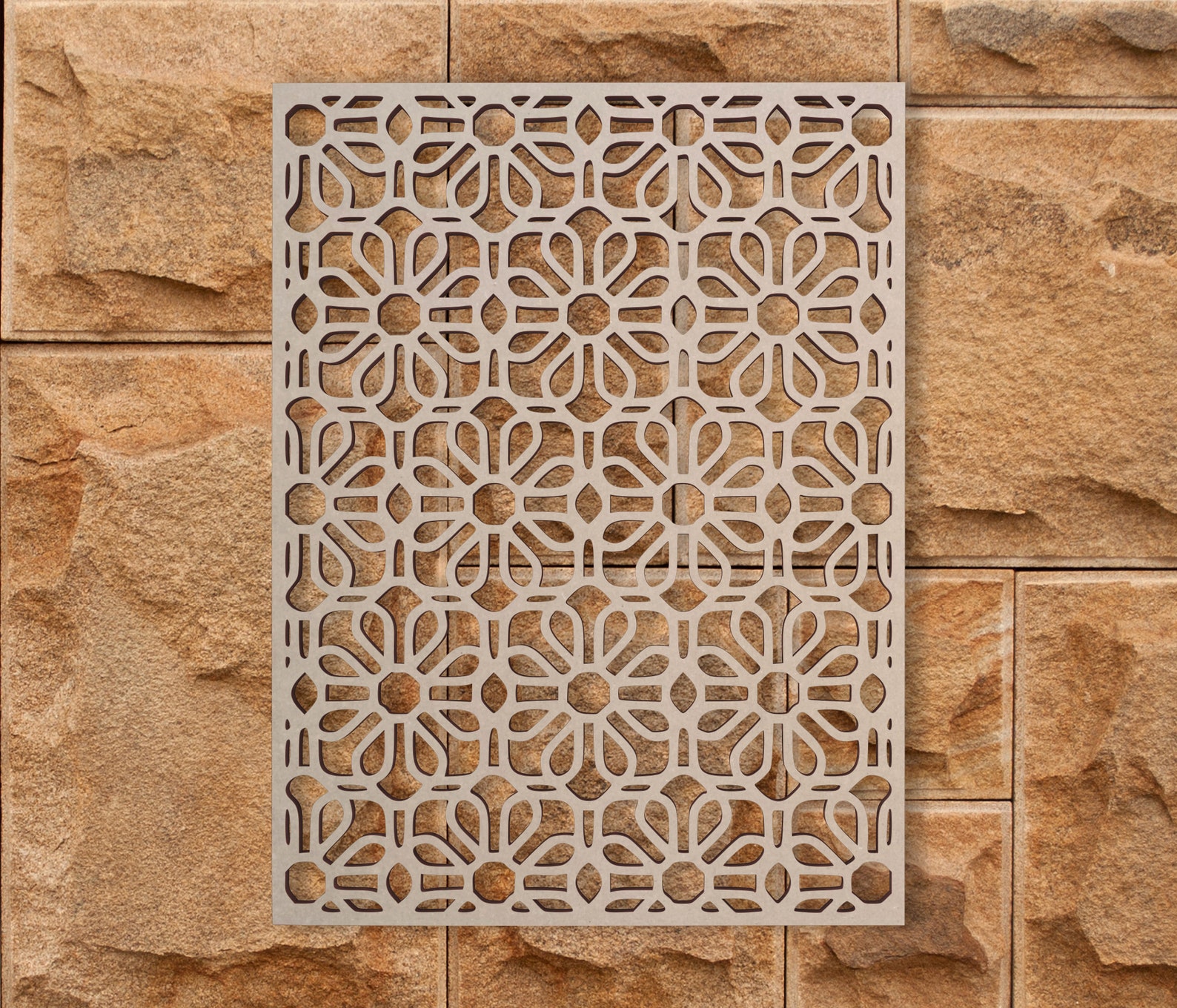 Wood Flower Lattice Design Mandala Wall Art for Home Decor - Etsy