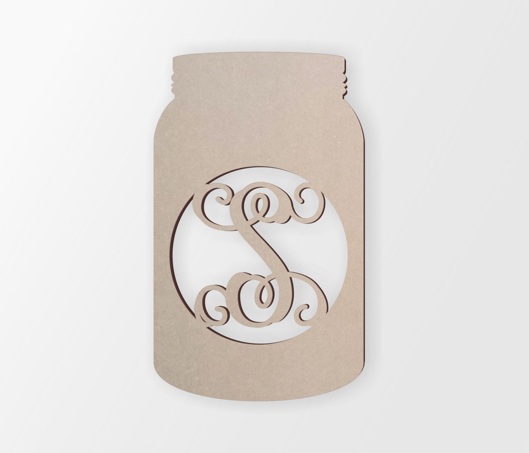 Wooden Mason Jar Single Letter Monogram - Cutout, Home Decor ...