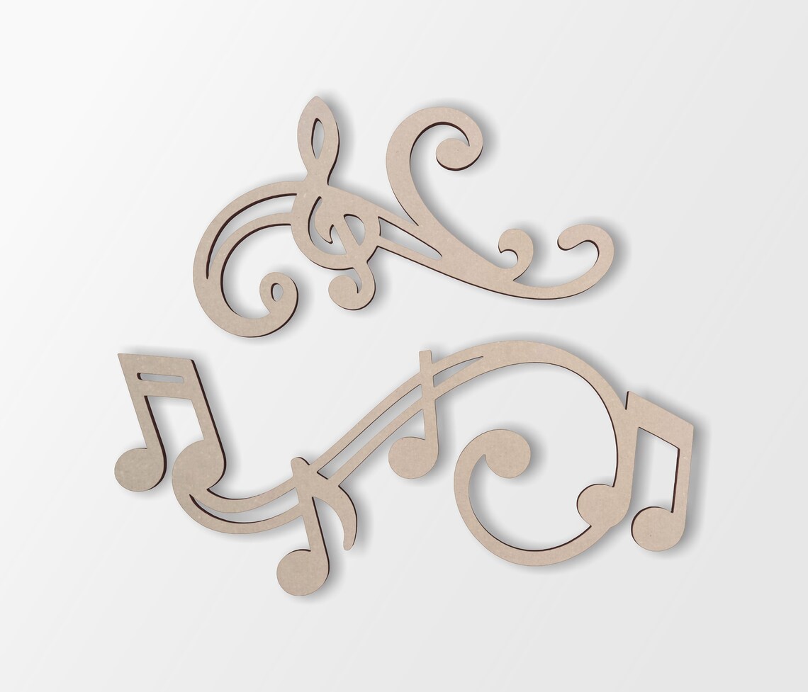 Wooden Shape Musical Notes 2 Pieces Music Room Decor Wall - Etsy