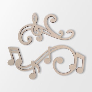 Wooden Musical Notes Wall Decor: Unfinished MDF, Music Room Art (2 ...