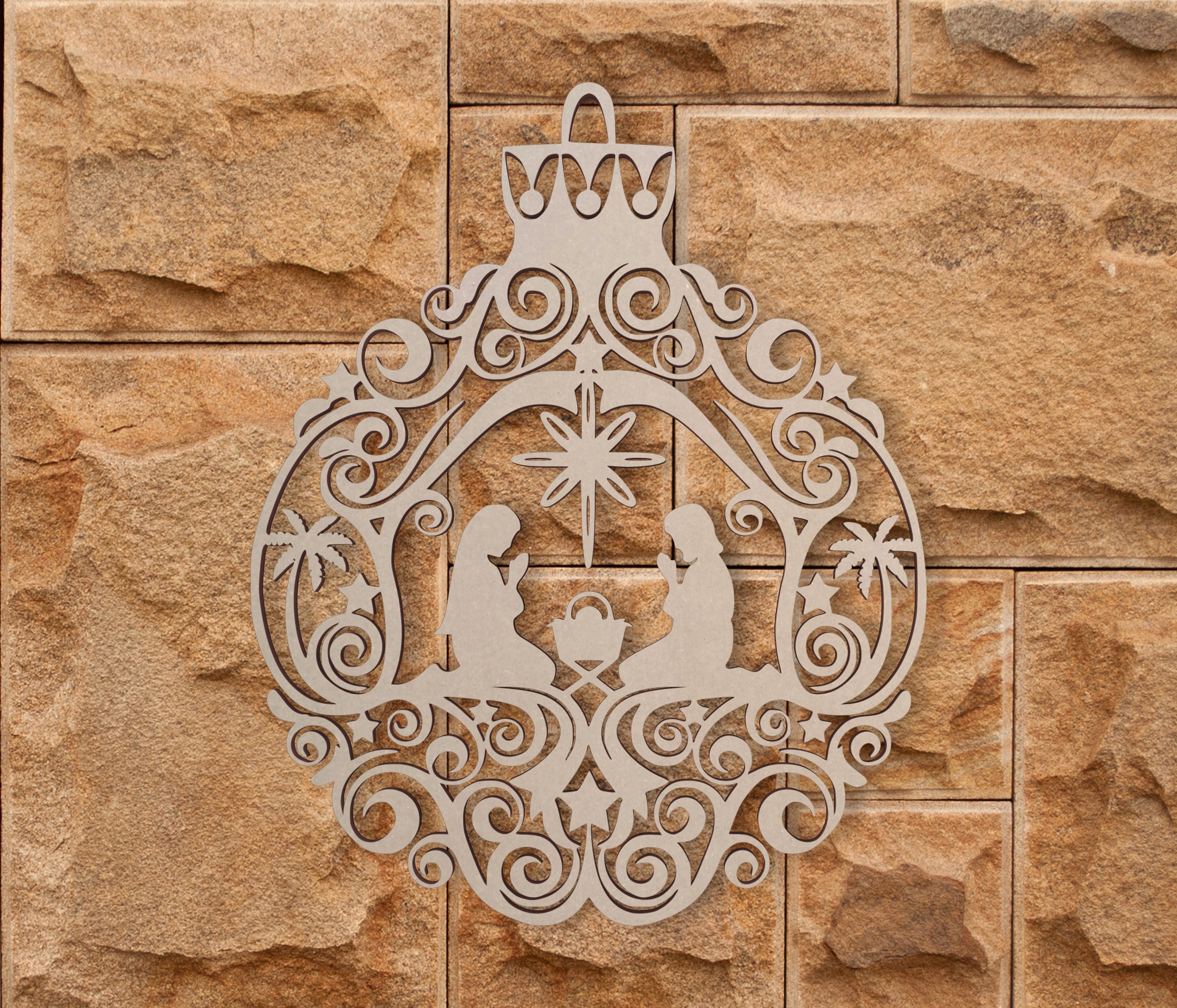 Wooden Shape Nativity Ornament Floral Nativity Christmas - Etsy