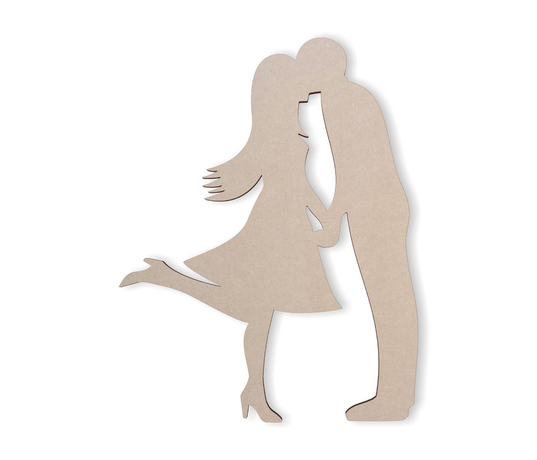 Kissing Couple Wooden Cutout: Unfinished MDF Wall Art - Etsy