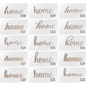 Home Wood Word, Scroll Cut Word, Home Sign, Home Cutout, Cursive Home ...