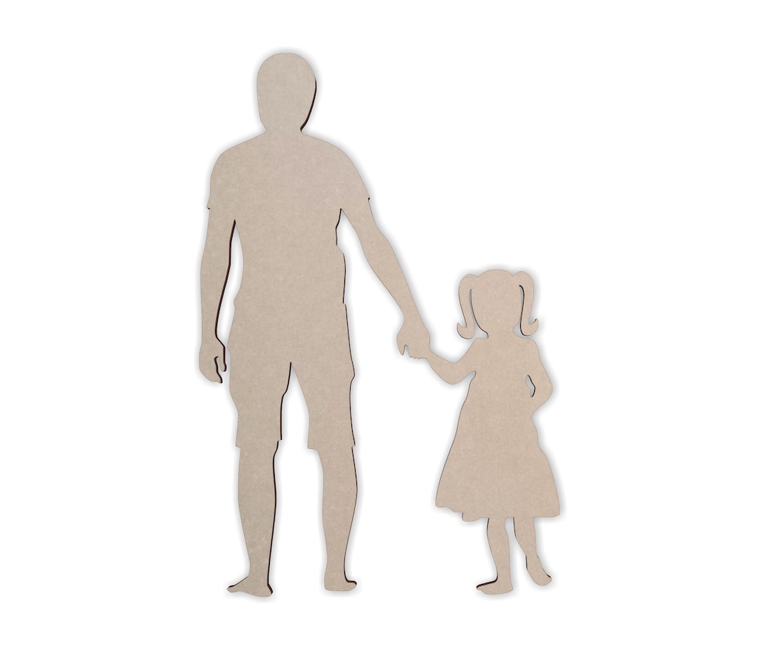 Dad and Daughter Wood Cutout: Father Daughter Holding Hands Wall Art - Etsy
