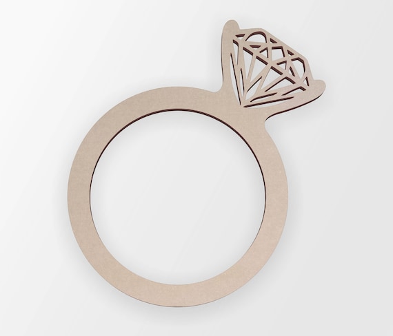 Wooden Shape Diamond Wedding Ring Wooden Cutout Wall Art | Etsy