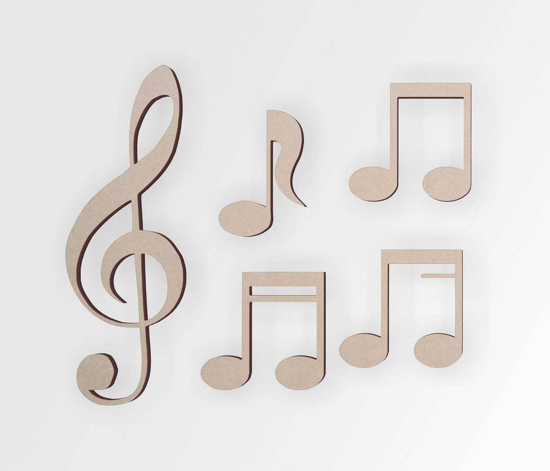 Wooden Music Note Cutouts (5 Pack): Unfinished MDF, DIY Decor - Etsy