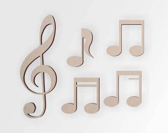 14 Note Shape Wood Wall Decor Wood Music Notes - Etsy